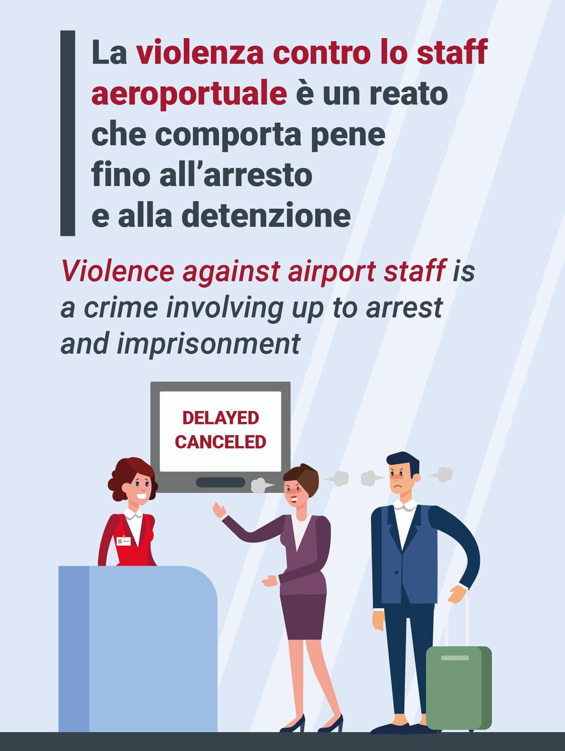 Illustrazione: La violenza contro lo staff aeroportuale è un reato ...